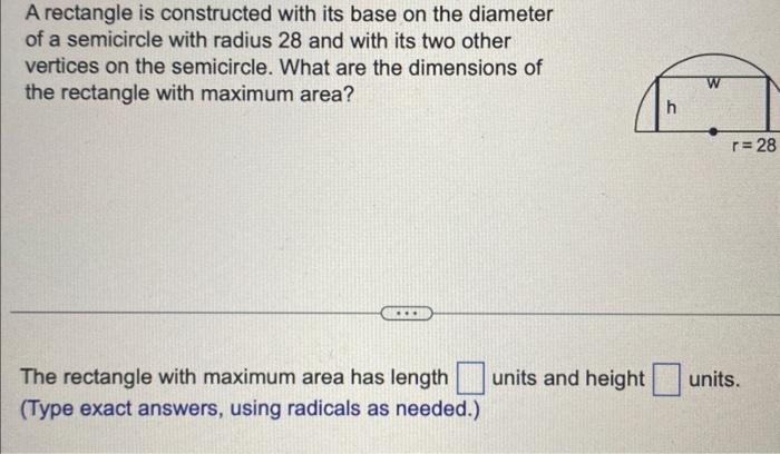 Solved A rectangle is constructed with its base on the | Chegg.com