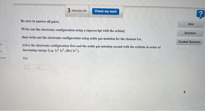 Solved 3 attempts left Check my work ? Hint Solution Be sure | Chegg.com