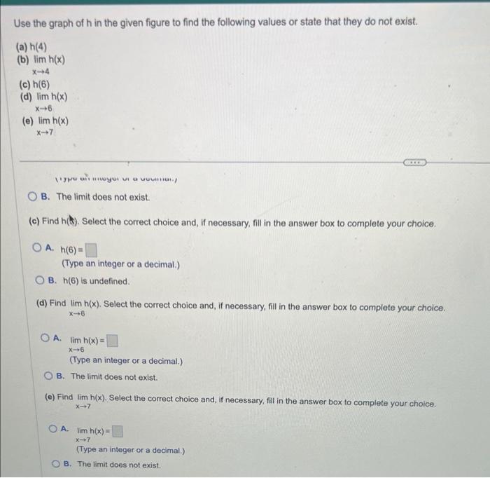 Solved Use the graph of h in the given figure to find the | Chegg.com