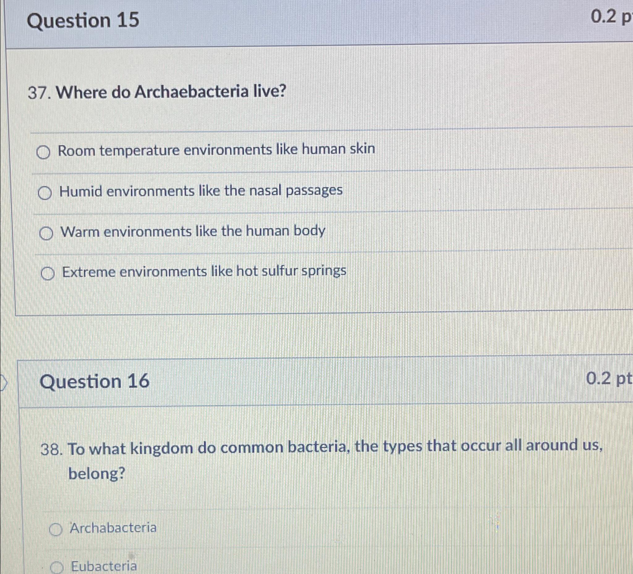 Solved Question 1502p37 ﻿where Do Archaebacteria Liveroom 2355