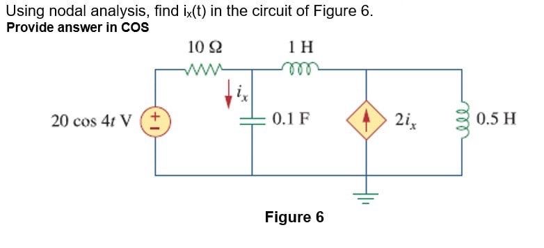 Solved help Using nodal analysis, find ix(t) ﻿in the circuit | Chegg.com