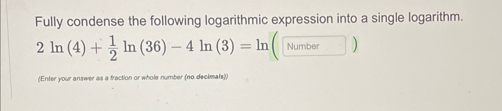 Solved Fully condense the following logarithmic expression | Chegg.com