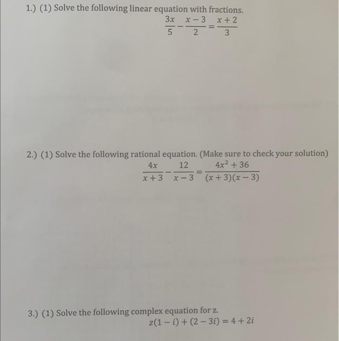 Solved 1.) (1) Solve the following linear equation with | Chegg.com