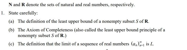 Solved N and R denote the sets of natural and real numbers, | Chegg.com