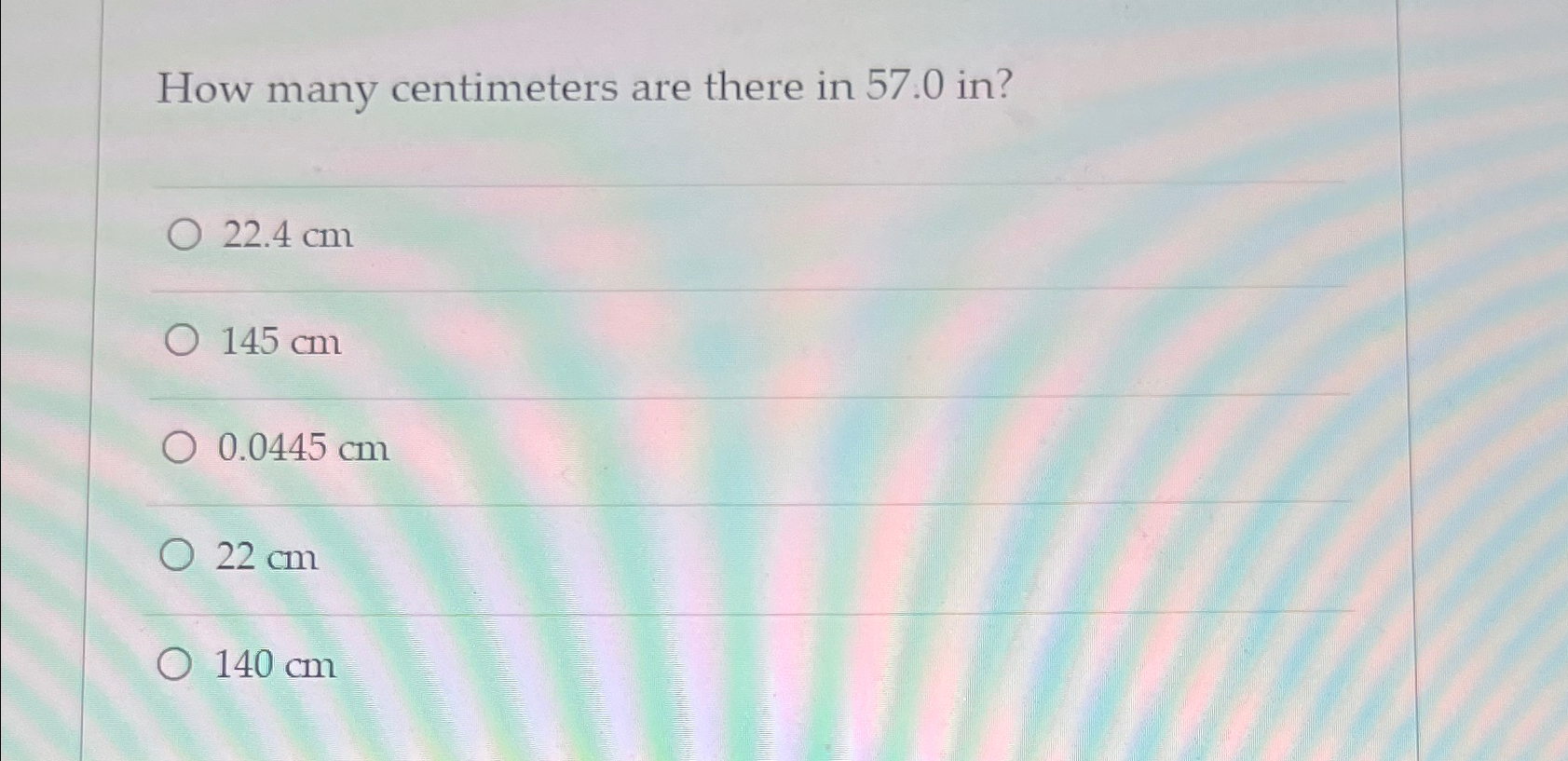 Solved How many centimeters are there in 57.0 | Chegg.com