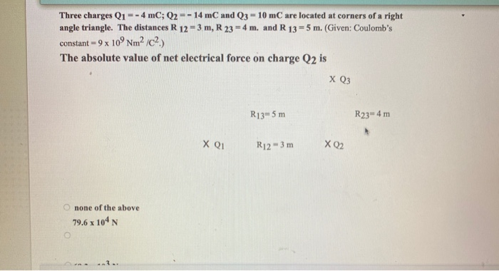 Solved Two charges, Q1 - 4 mC and Q2.5 mC are placed on a | Chegg.com
