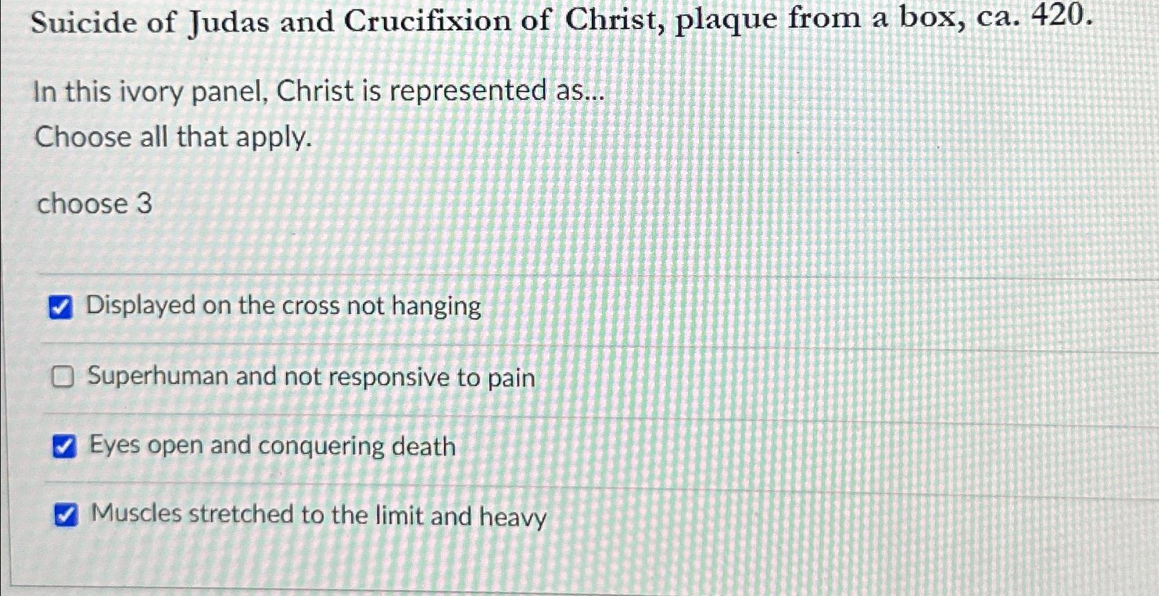 Solved Suicide of Judas and Crucifixion of Christ, plaque | Chegg.com