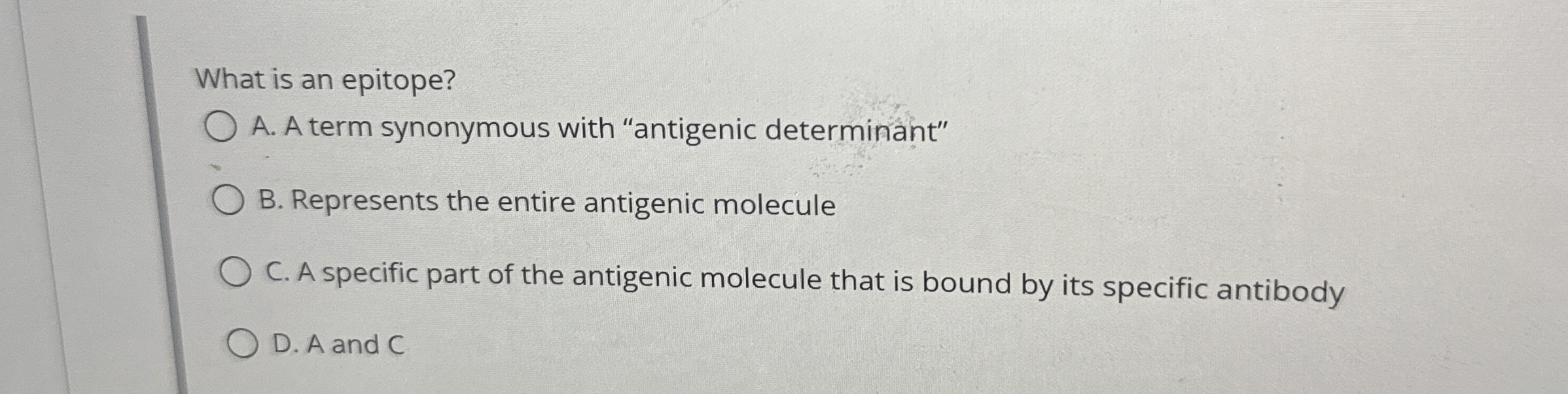 Solved What is an epitope?A. ﻿A term synonymous with | Chegg.com