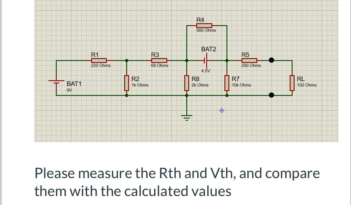 Please measure the Rth and Vth, ﻿and compare them | Chegg.com