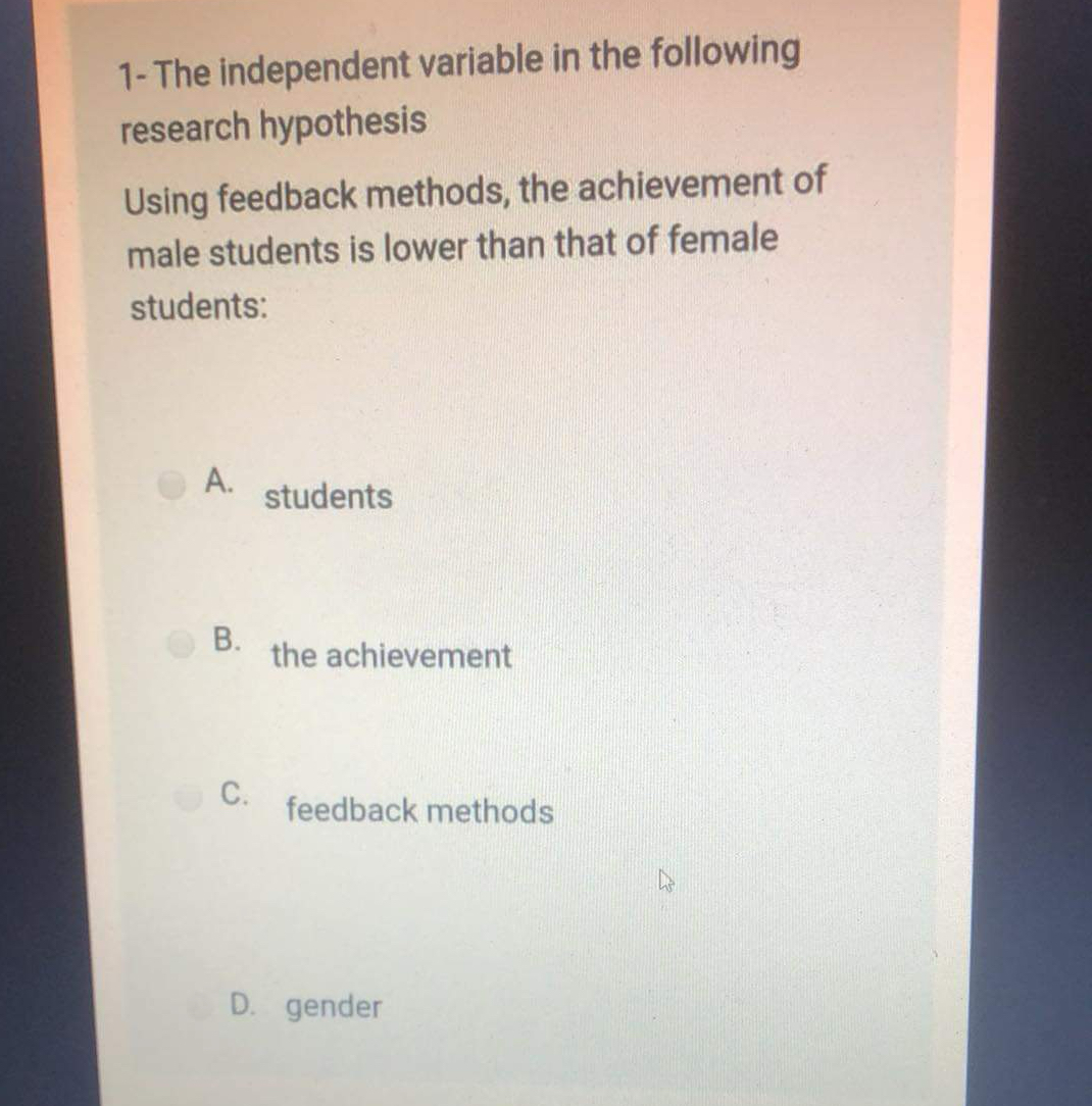 Solved 1- ﻿The independent variable in the following | Chegg.com