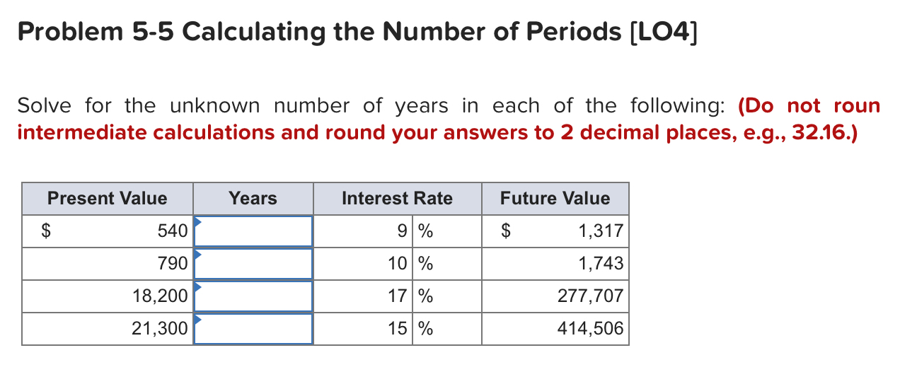 Solved Problem 5-5 ﻿Calculating the Number of Periods | Chegg.com