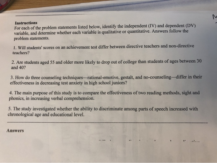 Solved Instructions For each of the problem statements | Chegg.com