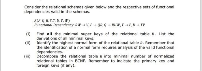 Solved Consider the relational schemas given below and the | Chegg.com
