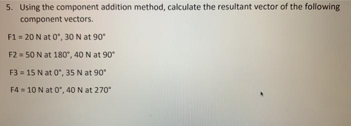 Solved 5. Using the component addition method, calculate the | Chegg.com