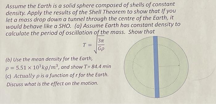 Solved Assume the Earth is a solid sphere composed of shells | Chegg.com