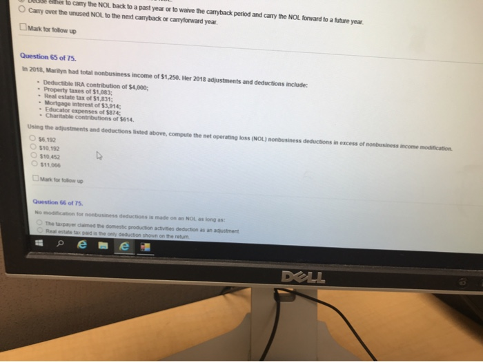 Solved her to any the NOL back to a past year or to waive | Chegg.com