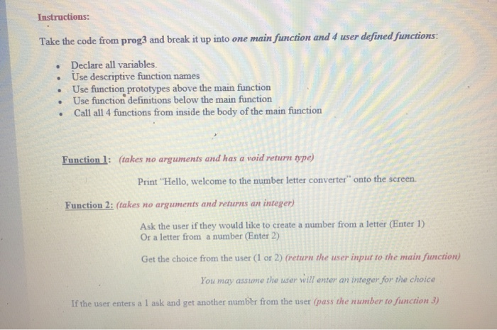 Solved Instructions: Take the code from prog3 and break it | Chegg.com