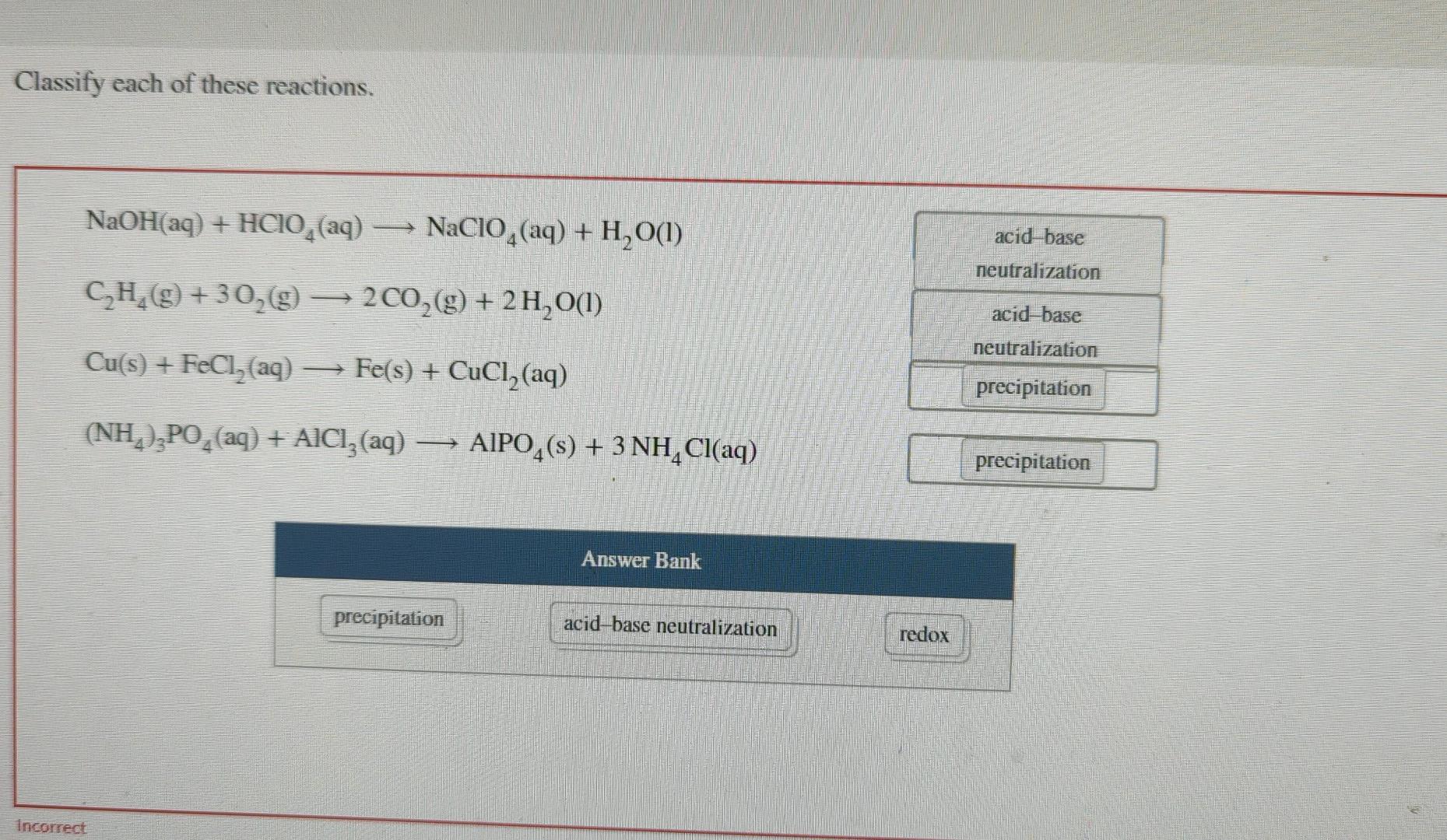 Solved Classify each of these reactions. NaOH(aq) + HCIO | Chegg.com