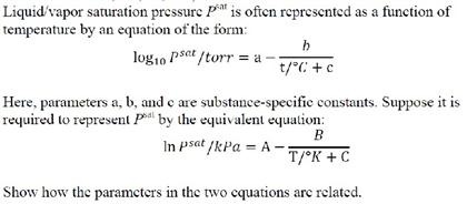 Solved Liquid/vapor saturation pressure P sat is often | Chegg.com