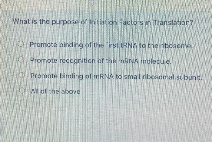 Solved What is the purpose of Initiation Factors in | Chegg.com