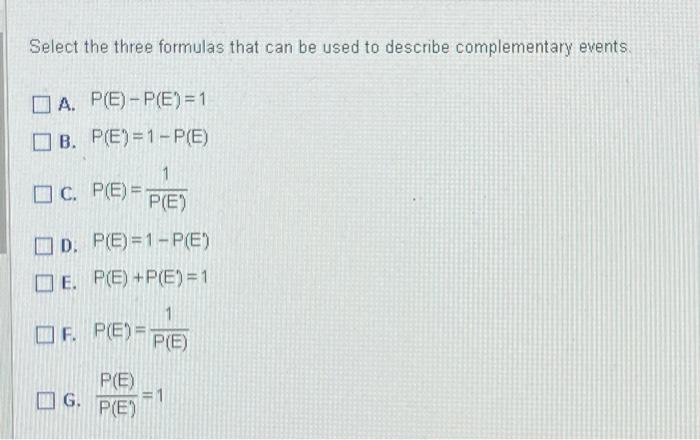 Solved Select the three formulas that can be used to | Chegg.com