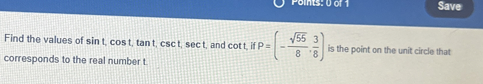 Solved Find the values of sint,cost,tant,csct,sect, ﻿and | Chegg.com