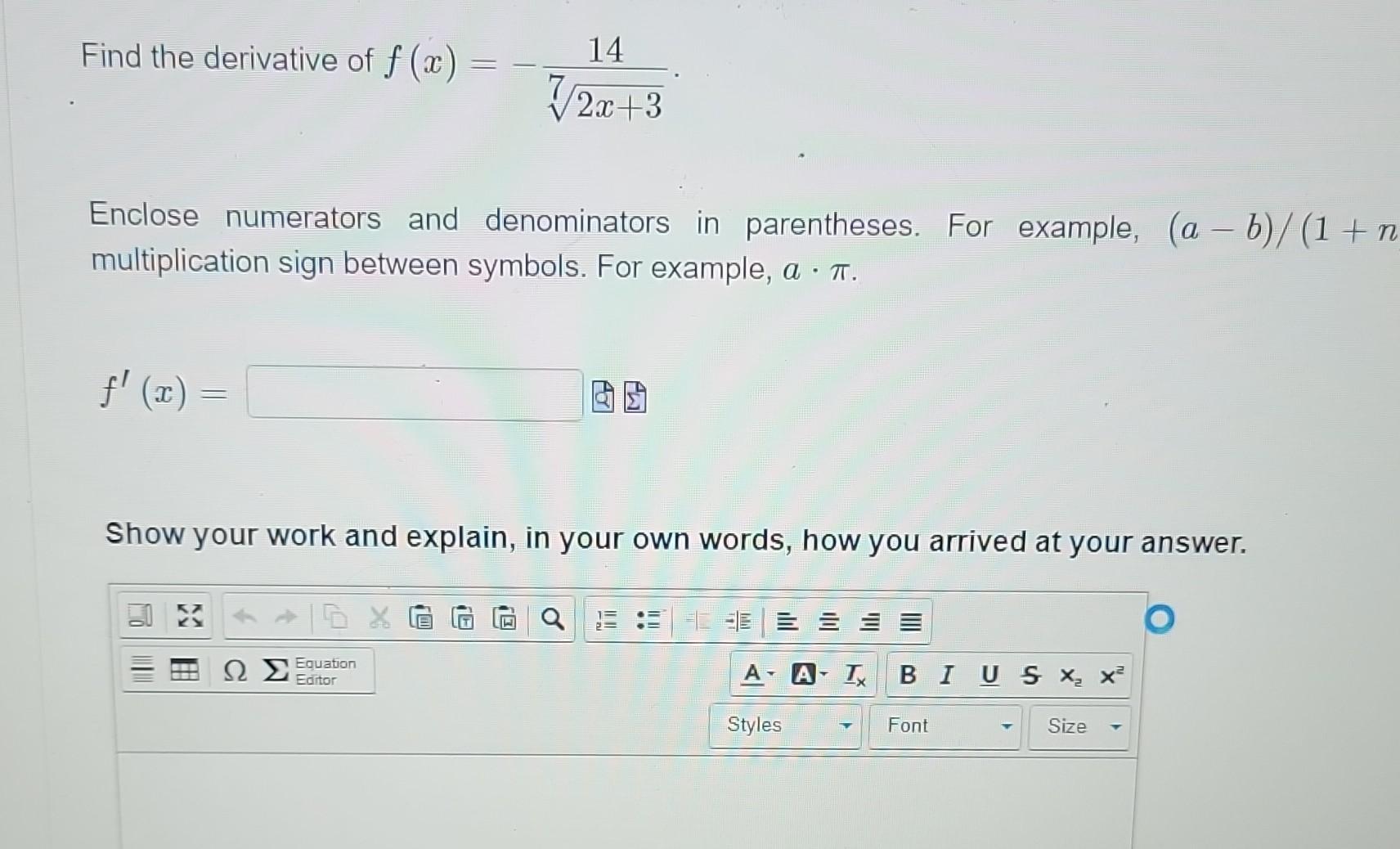 Solved Find the derivative of f(x)=−72x+314. Enclose | Chegg.com | Chegg.com