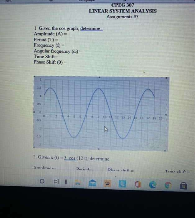 Solved FON CPEG 307 LINEAR SYSTEM ANALYSIS Assignments #3 1. | Chegg.com