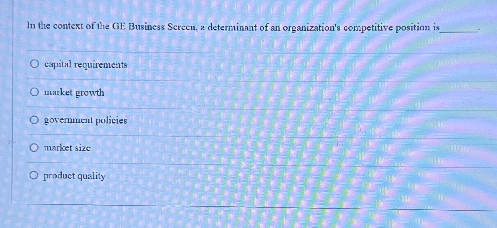 Solved In the context of the GE Business Screen, a | Chegg.com