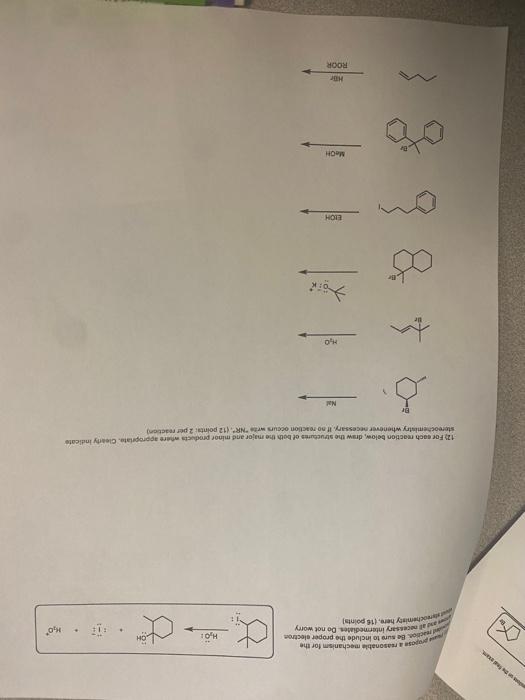 Solved 12) For each reaction below, draw the structurts ef | Chegg.com