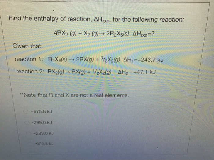 Solved Find the enthalpy of reaction, AHrxn, for the | Chegg.com