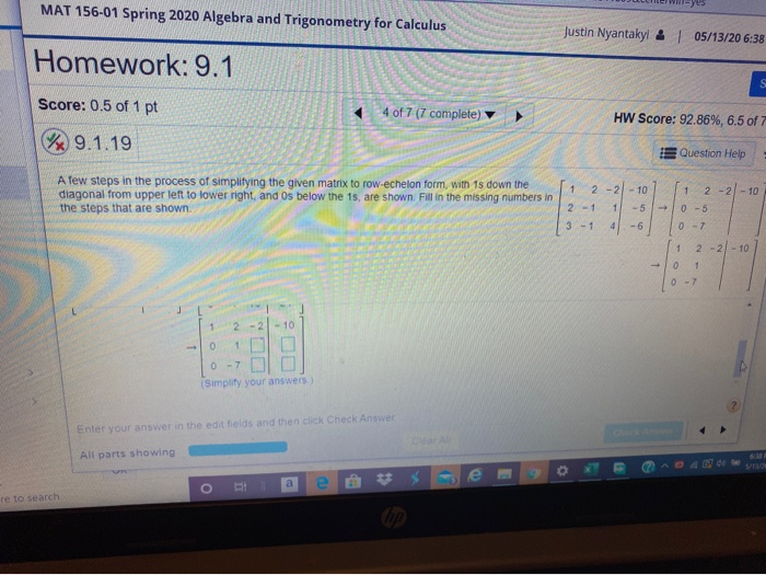 Solved MAT 156-01 Spring 2020 Algebra and Trigonometry for | Chegg.com