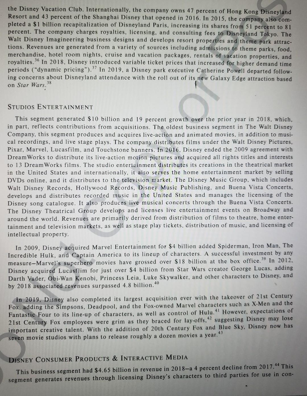 Solved Read the Walt Disney Company 2020 case and analyze | Chegg.com