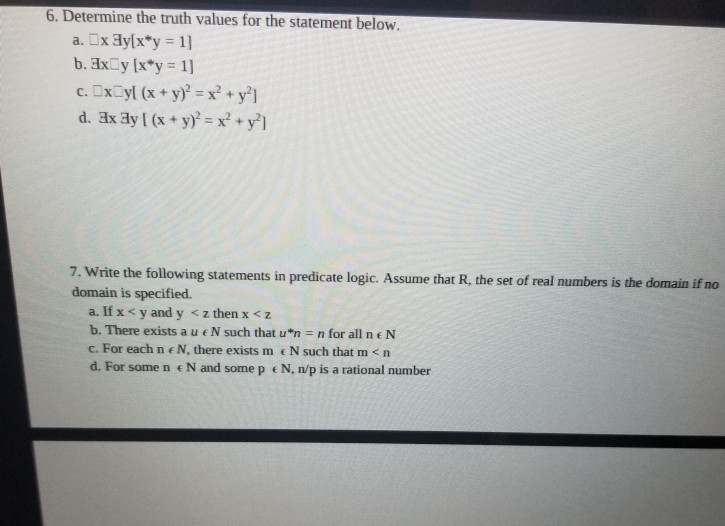 Solved 1. Determine the truth values of the following, where | Chegg.com