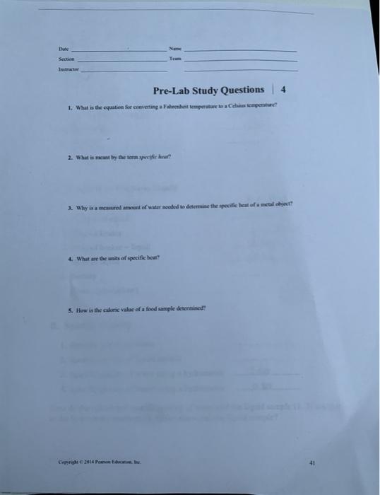 Solved Sect Intrat Pre-Lab Study Questions 4 1. What is the | Chegg.com