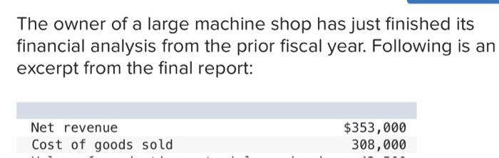 Solved The owner of a large machine shop has just finished | Chegg.com