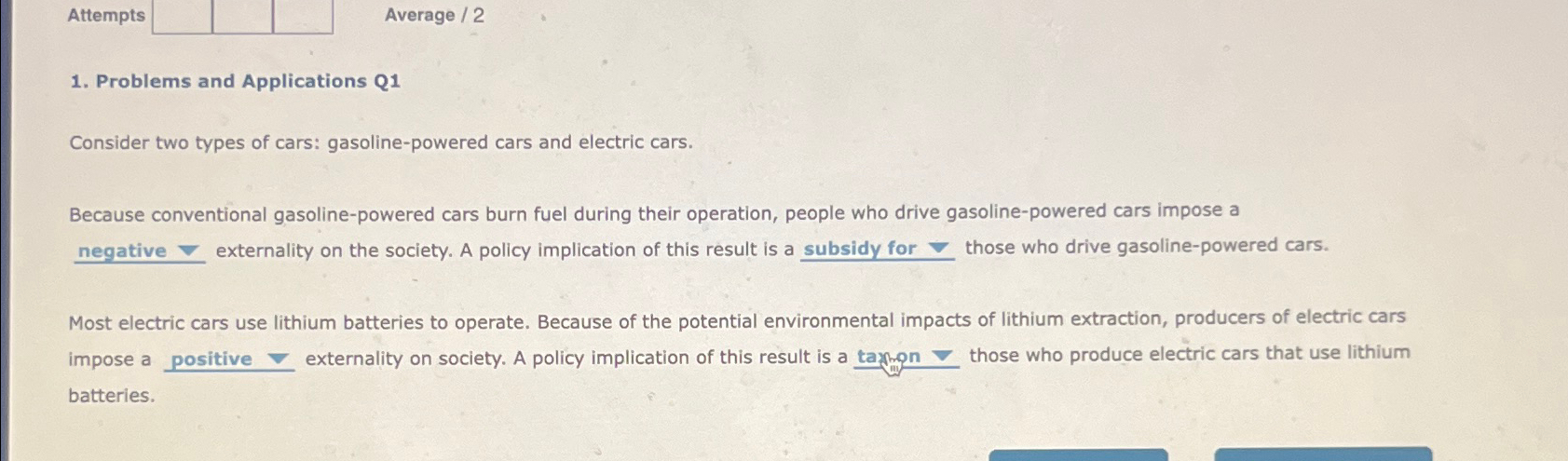 Solved AttemptsAverage / 2Problems and Applications | Chegg.com