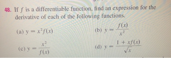 Solved 48. If f is a differentiable function, find an | Chegg.com