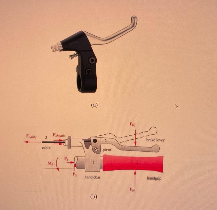 Solved Construct the free-body-diagram of the brake lever | Chegg.com