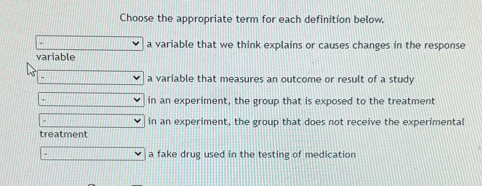Solved Choose the appropriate term for each definition | Chegg.com