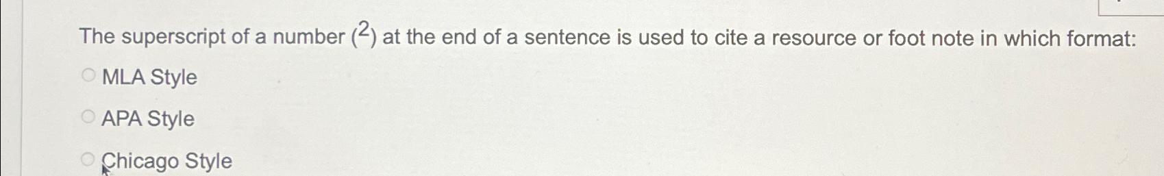 Solved The superscript of a number (2) ﻿at the end of a | Chegg.com
