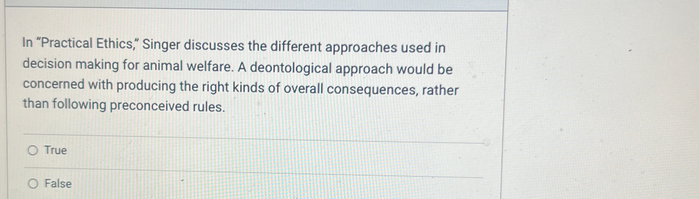 Solved In "Practical Ethics," Singer discusses the different | Chegg.com