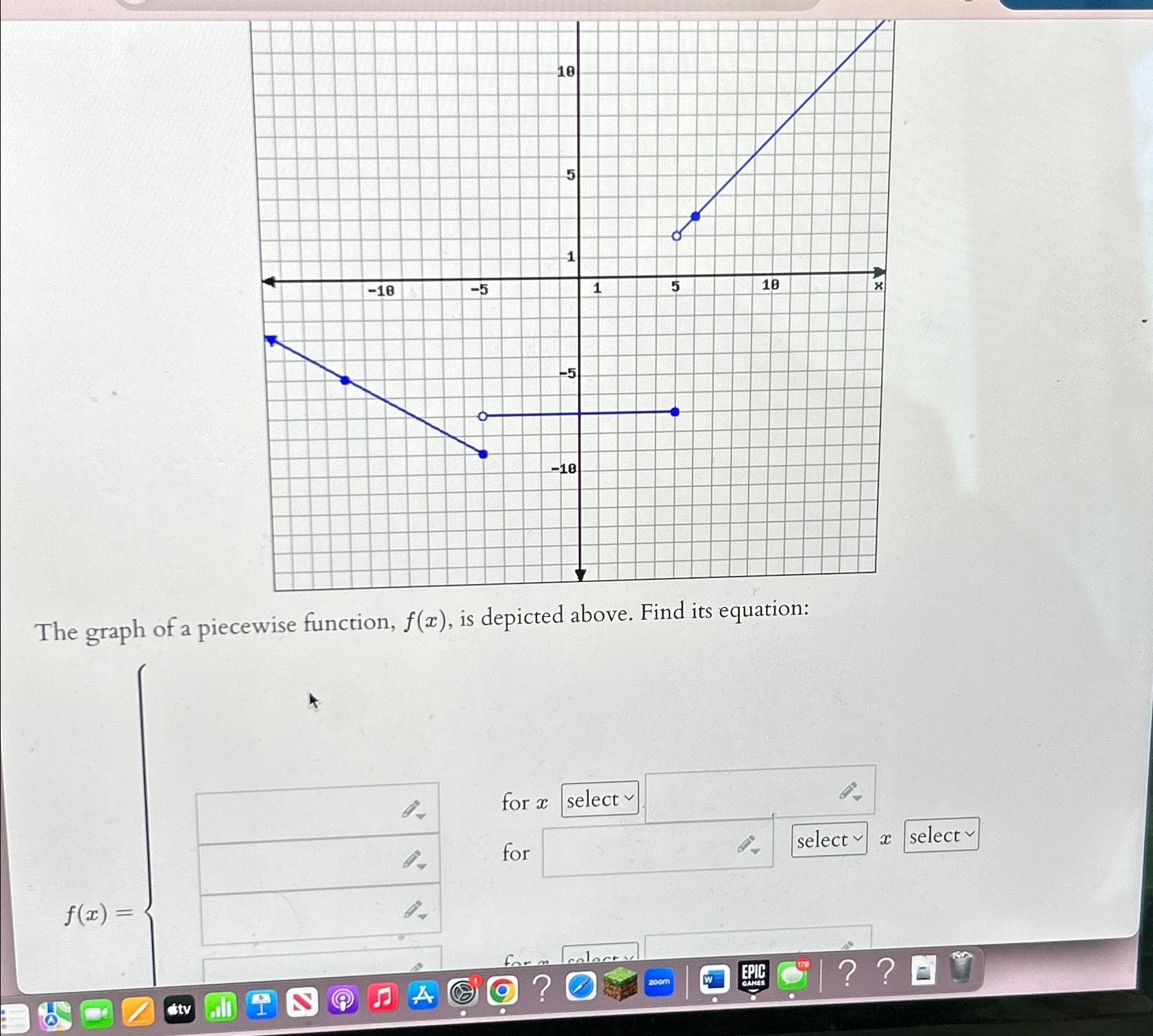 Solved The graph of a piecewise function, f(x), ﻿is depicted | Chegg.com