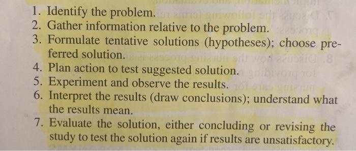 Solved 1. Identify the problem. iwa 2. Gather information | Chegg.com