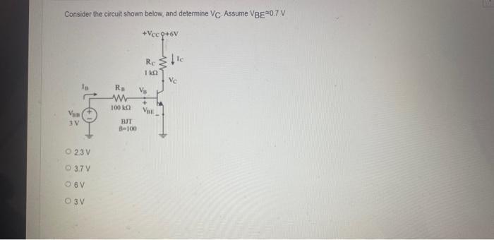 Solved Consider the circuit shown below, and determine VC. | Chegg.com