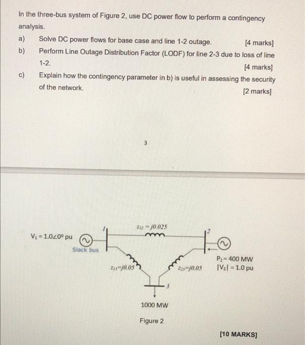 Solved In the three-bus system of Figure 2, use DC power | Chegg.com