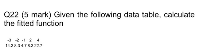 Solved Q22 (5 mark) Given the following data table, | Chegg.com