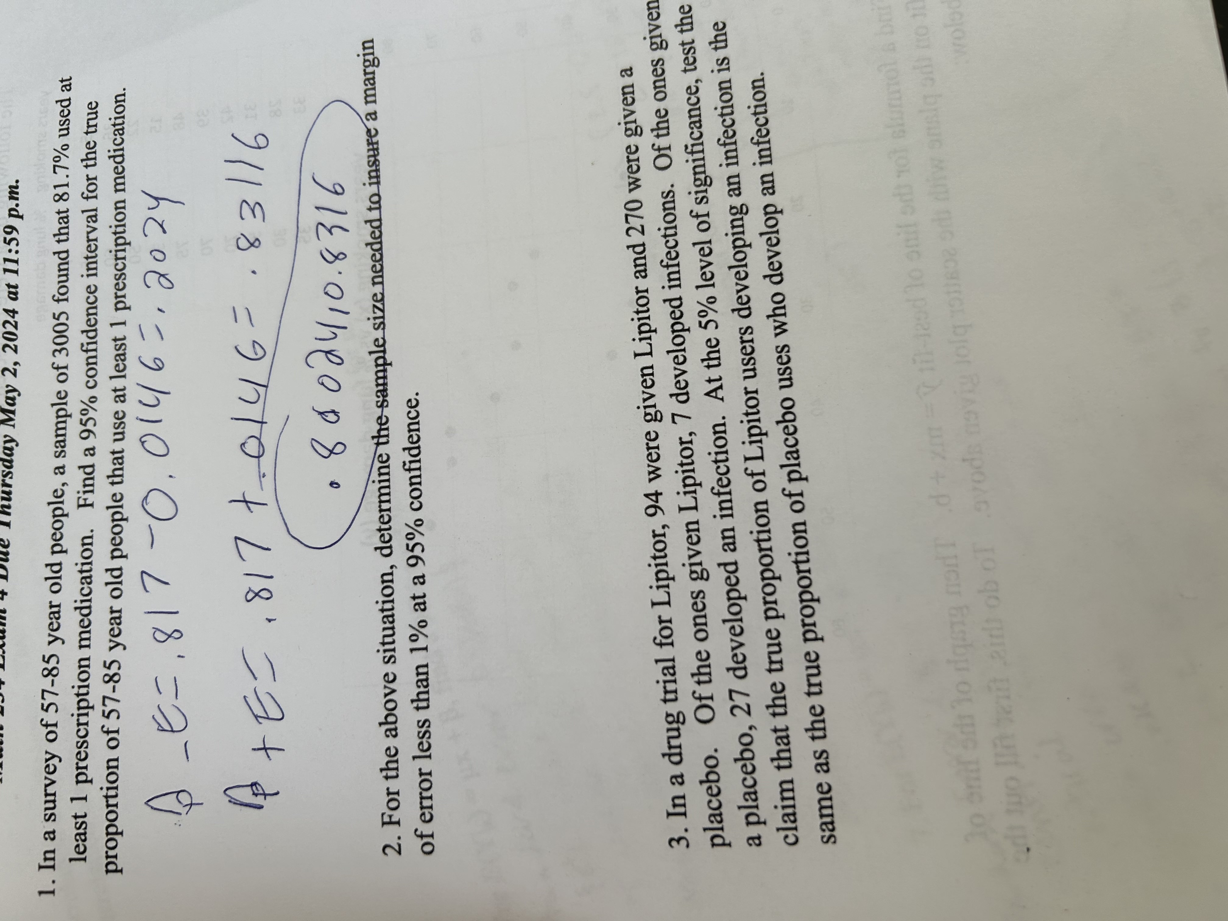 Solved In a survey of 57-85 ﻿year old people, a sample of | Chegg.com