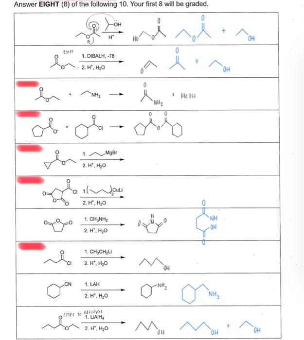 Solved \\( \\stackrel{\\text { 1. DIBALH, }-78}{\\stackrel{2 | Chegg.com