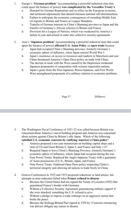 1. Europe's "German problem" (accommodating a | Chegg.com